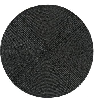 Stuco trends textile 2003-7 4er Pack, Tischset Rund 35 cm, 100% Polypropylen, schwarz