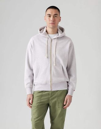 Levi's Authentic Black Agate - St&uuml;ckgef&auml;rbtes Sweatshirt in neutralem Farbton mit durchgehendem Rei&szlig;verschluss