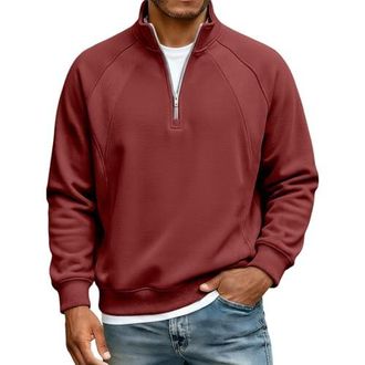 Generic DENGJIAMY Pull raglan &agrave; fermeture &eacute;clair quart de tour pour homme Grande taille Polo tendance d&eacute;contract&eacute; &agrave; manches longues Col Haut V&ecirc;tements de prin