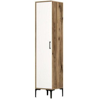 Dmora 1-T&uuml;r MehrzweckschrankMekbuda, Multifunktionale M&ouml;bel, Schuhschrank, Besenschrank, 40x201h48 cm, Walnuss und Wei&szlig;, mit verst&auml;rkter Verpackung - Dmora
