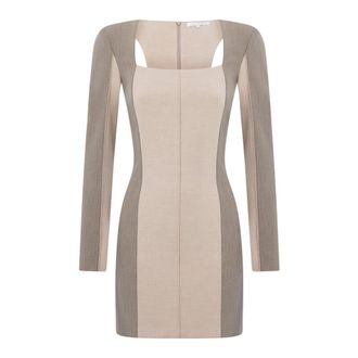 Patrizia Pepe Strukturiertes beiges Kleid mit Farbkontrasten - - Dresses - Damen - Mehrfarbig - S