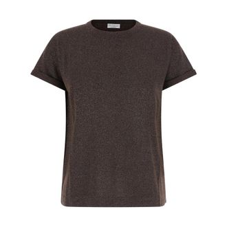 Brunello Cucinelli Rundhals-T-Shirt - - Tops - Damen - Braun - L