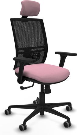 Piqueras y Crespo B&uuml;rostuhl mit 3D-Armlehnen, h&ouml;henverstellbarer Lendenwirbelst&uuml;tze und h&ouml;henverstellbarem Kopfteil, ausgestattet mit 4 Positionen, Schwarz/Rosa