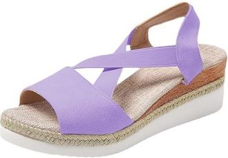 Generic Sandales d&eacute;t&eacute; d&eacute;contract&eacute;es confortables simples l&eacute;g&egrave;res &agrave; talon inclin&eacute; &agrave; bout ouvert pour femme, violet, 40 EU