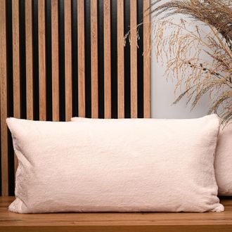 MG Design 2er Set Kissenbezüge 40 x 80 cm in Rosa - mit Reißverschluss, langfloriges Kunstfell, extra weich & Cosy, pflegeleicht