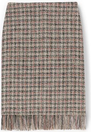 Motivi Femme, Jupes, Beige, Taille: 42 FR Jupe crayon boucl&eacute; &agrave; franges