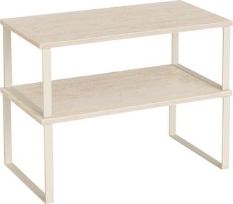 Songmics Gew&uuml;rzregal, 2er Set K&uuml;chen-Organizer, K&uuml;chenregal, Schrank-Organizer K&uuml;che, erweiterbar, kleines Regal, stapelbar, Metall und Holzwerkstoff, traverti