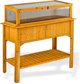 Dema Dema - Holz Hochbeet Lucca mit Ablage und Fr&uuml;hbeet-Aufsatz Garten-Beet aus Nadelholz
