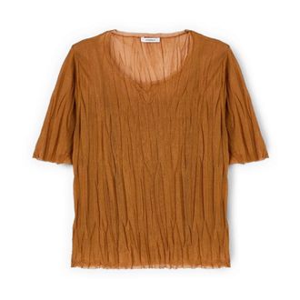 Motivi Cropped Crinkle-effect Pullover - - Blouses & Shirts - Damen - Orange - XS