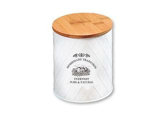 KESPER Metall Aufbewahrungsdose mit Deckel aus Bambus, Countrystile, &Oslash;11 x 13,5 cm, rund