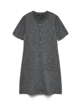 Vero Moda Damen Vmjohanna Ss O-Neck Dress Exp, Medium Grey Melange, XS