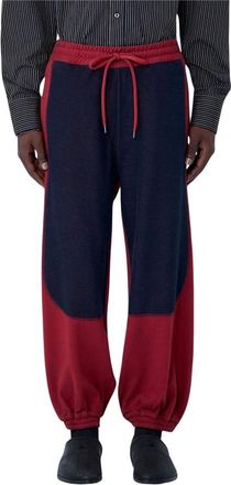 Vivienne Westwood Homme, Pantalons, Rouge, Taille: M Contrast Panel Joggers
