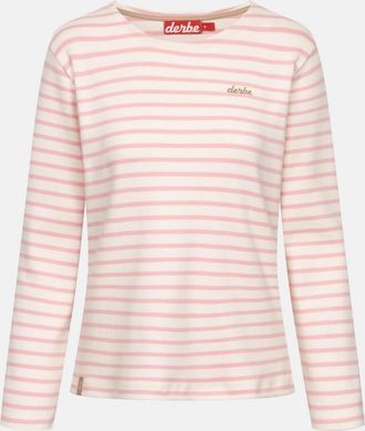 Derbe Derbe Streifenshirt Interstriped Damen Wei&szlig; Rosa Langarms
