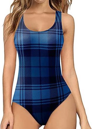 Generic Maillot De Bain Femme 1 Pieces Gainant Et Amincissant Combinaison ajustée sans Manches Control Shapewear (Blue, XXL)