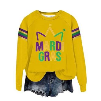 Generic Sweat-shirt &agrave; col rond pour femme - Pull &agrave; manches longues - Pull sans capuche - Haut d&eacute;contract&eacute; - Sweat-shirt pour femme avec motif - Col rond doux 