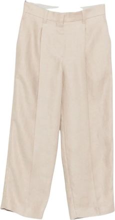 Brunello Cucinelli Femme, Pantalons, Beige, Taille: 38 FR Cropped Pantalons