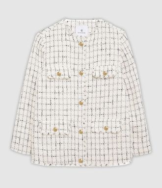 Anine Bing Veste Janet Coton Carreaux Blanc Noir