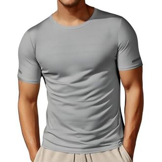 Generic T-shirt d&eacute;t&eacute; en maille &agrave; manches courtes pour homme - L&eacute;ger - Sport ext&eacute;rieur - Soie d&eacute;contract&eacute;e, gris, XXL