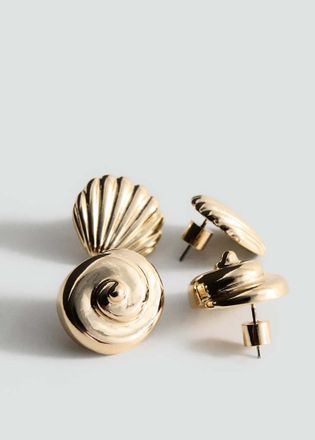 Mango Boucles doreilles carr&eacute;es combin&eacute;es or - Femme - Taille unique - MANGO