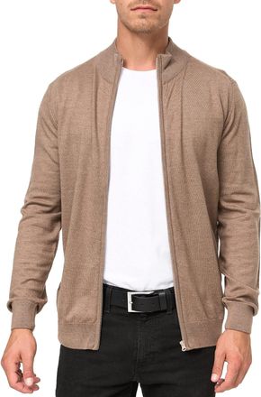 Indicode Herren Lau Strickjacke mit Stehkragen aus 80% Baumwolle | Cardigan für Männer Beige Mix, XXL