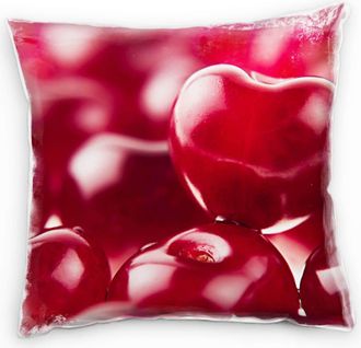 Paul Sinus Art Macro, Kirschen, rot Deko Kissen 40x40cm f&uuml;r Couch Sofa Lounge Zierkissen - Dekoration zum Wohlf&uuml;hlen