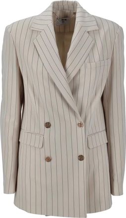 Fracomina Femme, Vestes, Beige, Taille: 40 FR Blazer long &agrave; double boutonnage en Col. 108