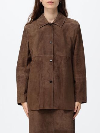 Max Mara S Max Mara Hemdjacke aus Veloursleder mit klassischem Kragen