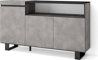 Skraut Home | Sideboard, Highboard | Kommode, Komodenschrank | 150x87x35cm | 3 T&uuml;ren | Industriedesign | Moderner Stil | Zement