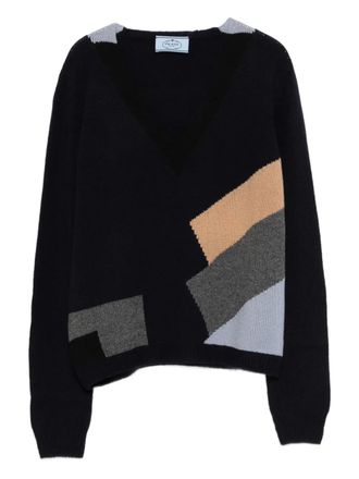 Prada pull &agrave; motif g&eacute;om&eacute;trique - Bleu