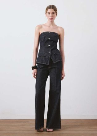 Mango Tr&auml;gerloses Jeans-Top blau - Damen - XS - MANGO