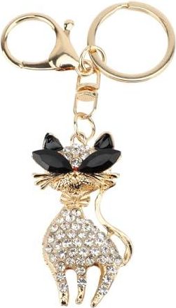 ZJchao Porte Cl&eacute;s en Scintillant, Joli Porte Cl&eacute;s de Sac &agrave; Dos pour Femmes et Filles, Porte Cl&eacute;s Multifonction pour Sac, Avec Motif de Chat Brillant, Cristau