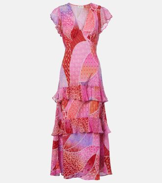 Rixo Robe longue Meena imprimée en soie