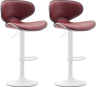Clp 2er Set Barhocker Las Vegas Kunstleder bordeauxrot weiß