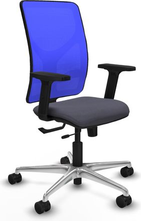 Piqueras y Crespo B&uuml;rostuhl ohne Rollen, mit 2D-Armlehnen, h&ouml;henverstellbare Lendenwirbelst&uuml;tze, ausgestattet mit Syncro/Traslack und Schneideschaum, Blau/Dunkelgrau