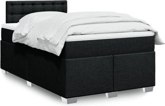 vidaXL Boxspringbett mit Matratze Schwarz 120x200 cm Stoff Vidaxl