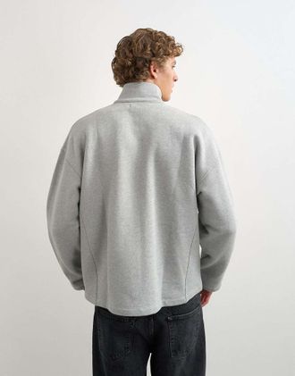 Topman coupe d&eacute;contract&eacute;e, &eacute;pais, &agrave; col chemin&eacute;e zipp&eacute;, gris chin&eacute;