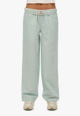 Superdry Cargohose SUPERDRY COTTON STRIPE ELASTIC TROUSER, Damen, Gr. XS, N-Gr, peppermint chalk stripe, Jersey, Obermaterial: 100% Baumwolle, gestreift, relax