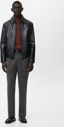 Mango Pantalon flanelle regular-fit à pinces gris chiné foncé - Homme - 38 - MANGO MAN