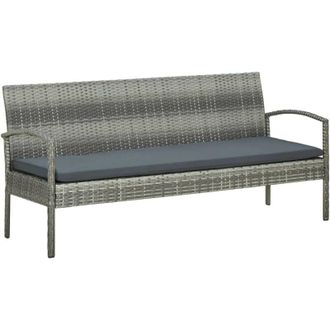 vidaXL vidaXL Canap&eacute; de jardin &agrave; 3 places avec coussin Gris R&eacute;sine tress&eacute;e