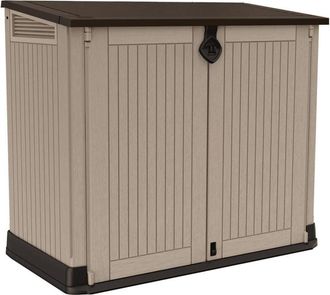 Dmora Dmora - Gartenschrank Gander, Gartenm&ouml;bel, Mehrzweck-Gartenschrank, Container f&uuml;r Balkon oder Garage, 132x72 h114 cm, Beige