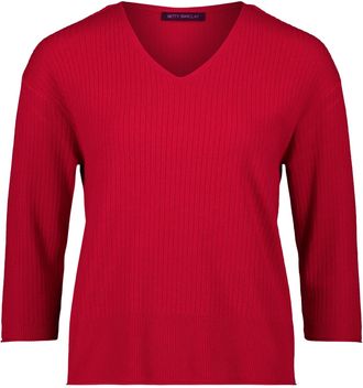 Betty Barclay Damen Feinstrickpullover mit V-Ausschnitt 48, Rot