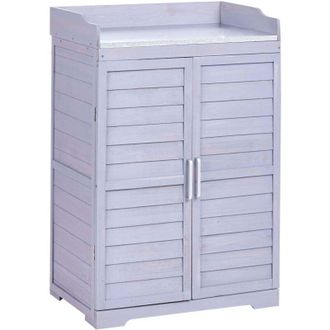 Beliani Pflanztisch TEREVILLE Tannenholz 67 cm 45 cm Grau
