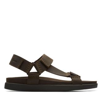 Clarks Herren Sunder Range Sandal, Dark Olive Lea, 39.5 EU