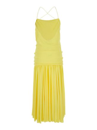 Jacquemus Womens Dress, Straight Neckline, Yellow Viscose