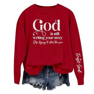 Generic Sweat-shirt pour femme avec imprim&eacute; graphique - Haut surdimensionn&eacute; &agrave; col rond - Manches longues - Automne - Hiver - D&eacute;contract&eacute; - Confortable - Tenda