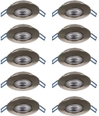 Eglo 10er Set LED Einbaustrahler Cedrez, &Oslash; 9 cm, Deckenspots extra-flach, Deckenstrahler mit Dip Switch, Kunststoff in Silber, warmwei&szlig;, neutralwei&szlig;, kaltw
