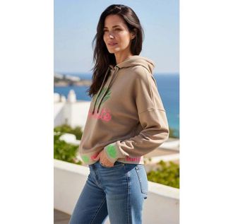 Miss Goodlife Hoodie Hoodie Namaste Strass MG13611 mit Print und Kapuze - sand