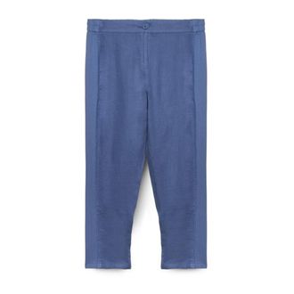 Fiorella Rubino Femme, Pantalons, Bleu, Taille: 50 FR Pantalon Droit en Lin