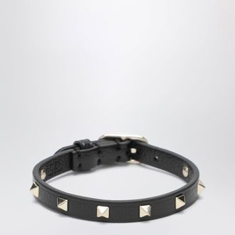 Valentino Garavani Schwarzes Rockstud Armband aus Leder