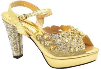 Generic YUJIEBB - Escarpins &agrave; bout ouvert pour femme - Chaussures de luxe &agrave; design creux - Chaussures assorties pour mari&eacute;e, dor&eacute;, 40.5 EU